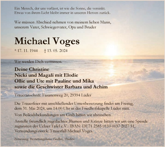 Traueranzeigen von Michael Voges | AZ.Trauer.de